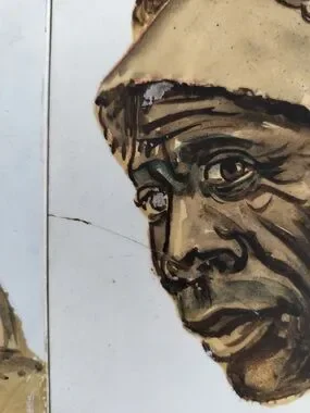 Vintage | Art | Mcm Ceramic Art Tiles Set Of 4 Hand Painted Portrait ...